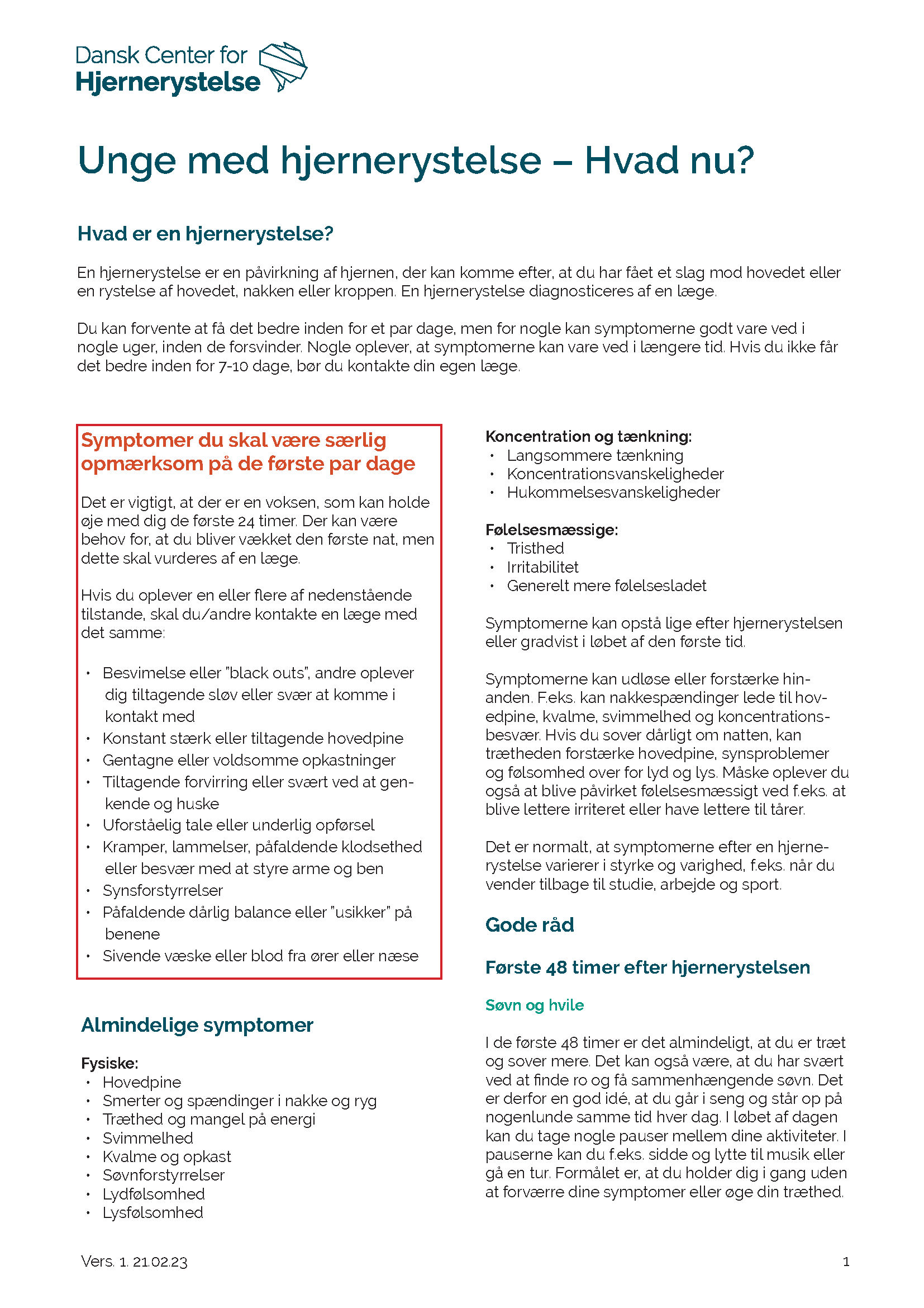 Vejledning om hjernerystelse