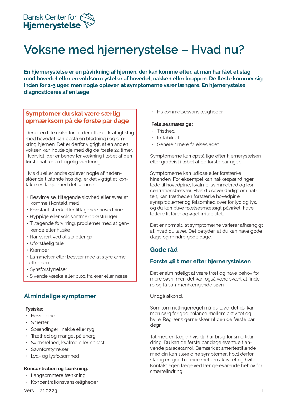 Vejledning om hjernerystelse